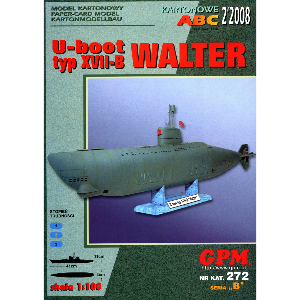 German U-Boot Walter XVII-B Submarine Model Kit 1:100 - GPM – Modelland