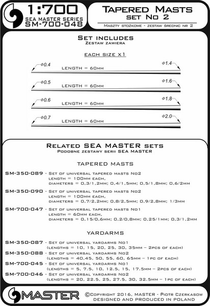 Universal Tapered Masts No. 2 (1:700 Scale) by Master - SM-700-048 ...
