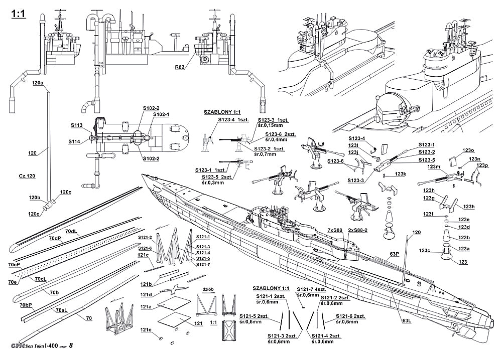 Japanese I-400 Submarine Model Kit 1:100 - GPM Crafted Replica – Modelland