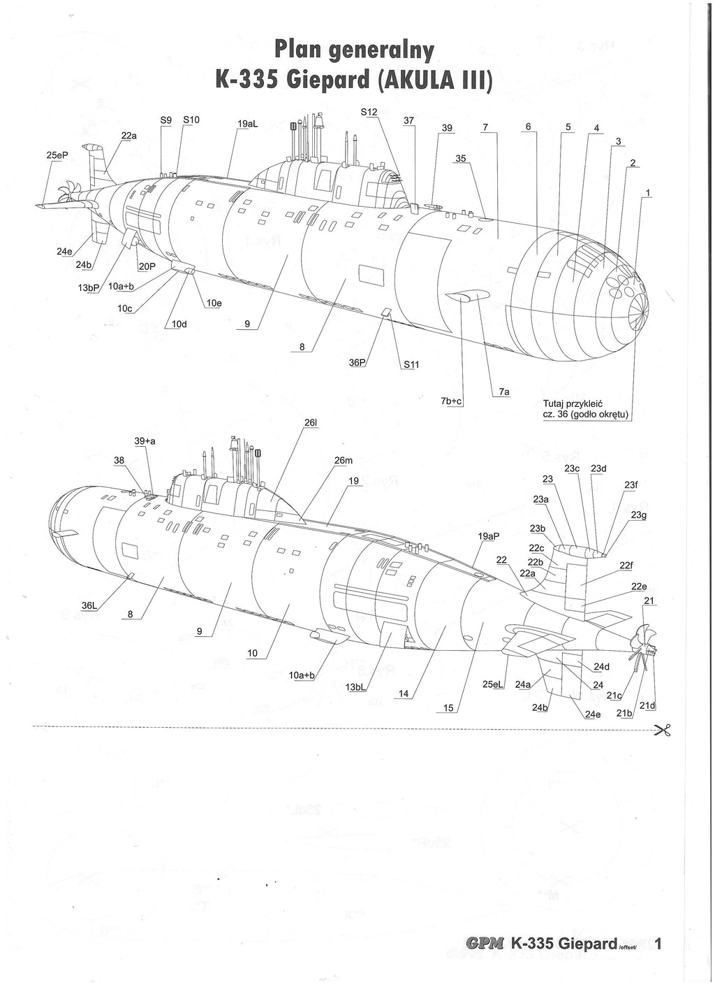 GPM K-335 Gepard Akula III Submarine Model Kit 1:200 - Naval History ...