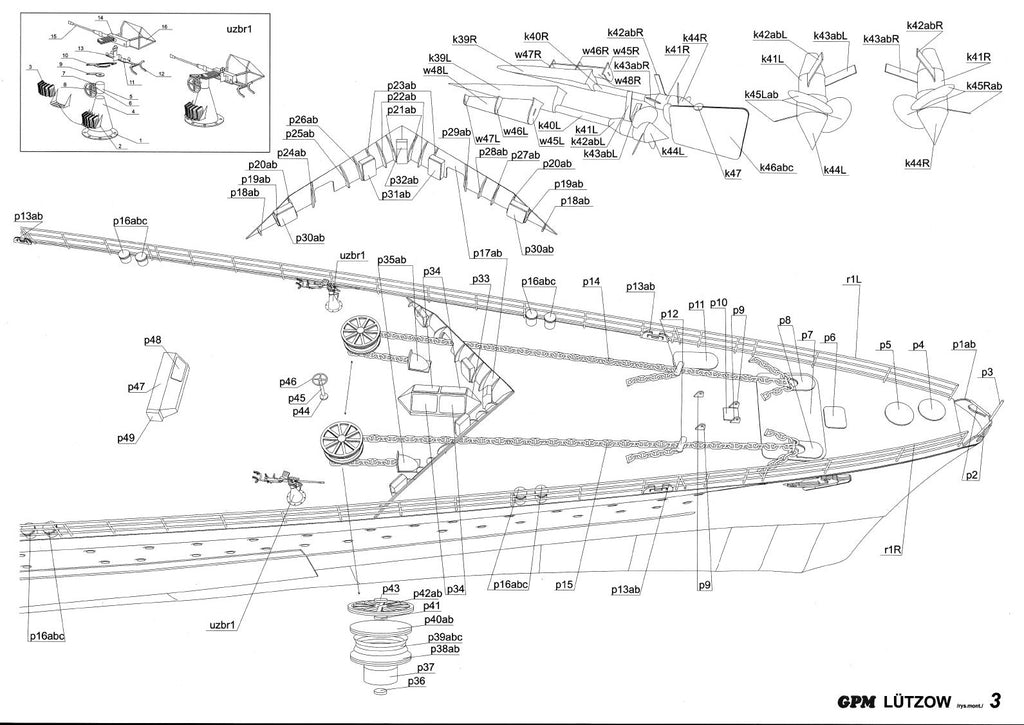 SMS Lutzow 1:200 Card Model Kit by GPM - Historical Ship Replica ...