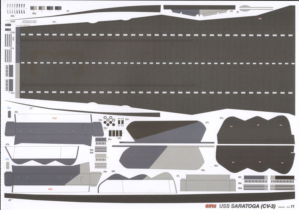 USS Saratoga CV-3 1:200 Scale Card Model Kit - GPM – Modelland
