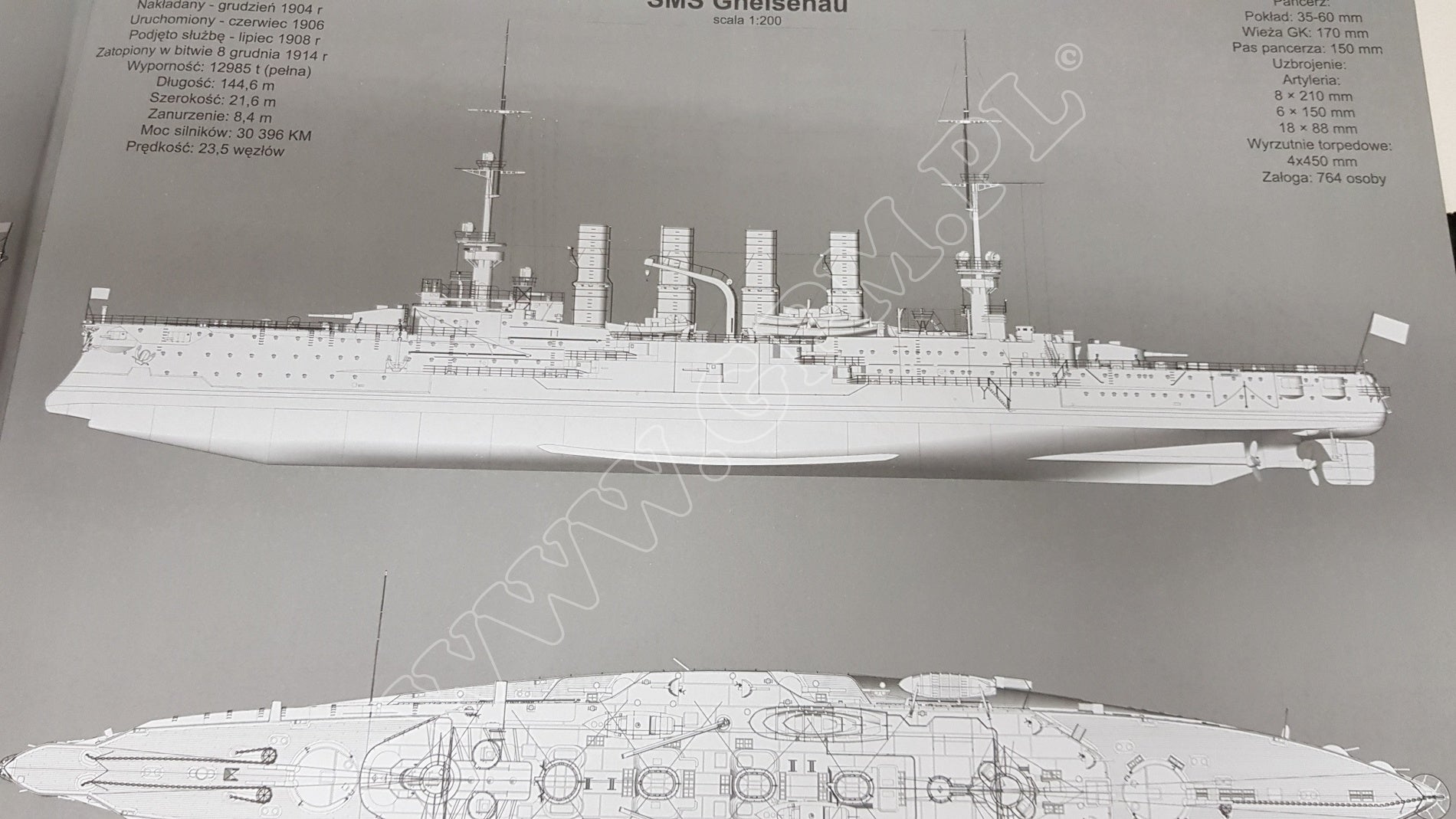 GPM SMS Gneisenau 1:200 Card Model Kit - Historic Naval Craft – Modelland